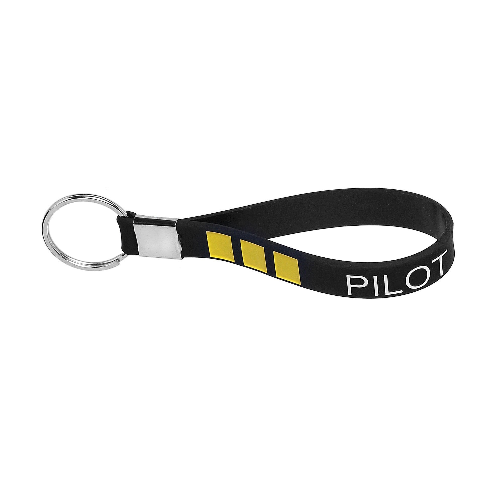 Pilot Yellow Stripes Silicone Keychain